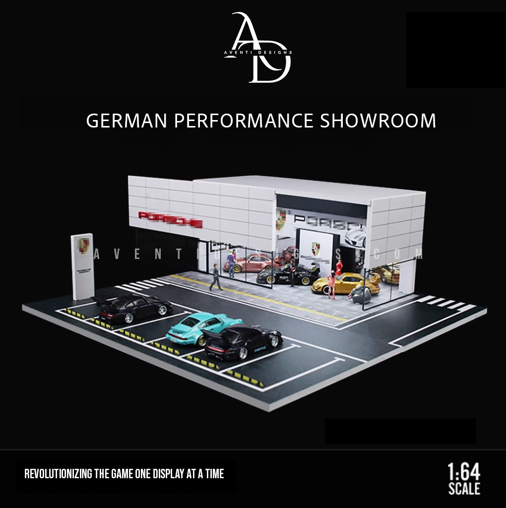 Aventi Designs German Performance Showroom - 1/64 LED Diorama - Hot Wh